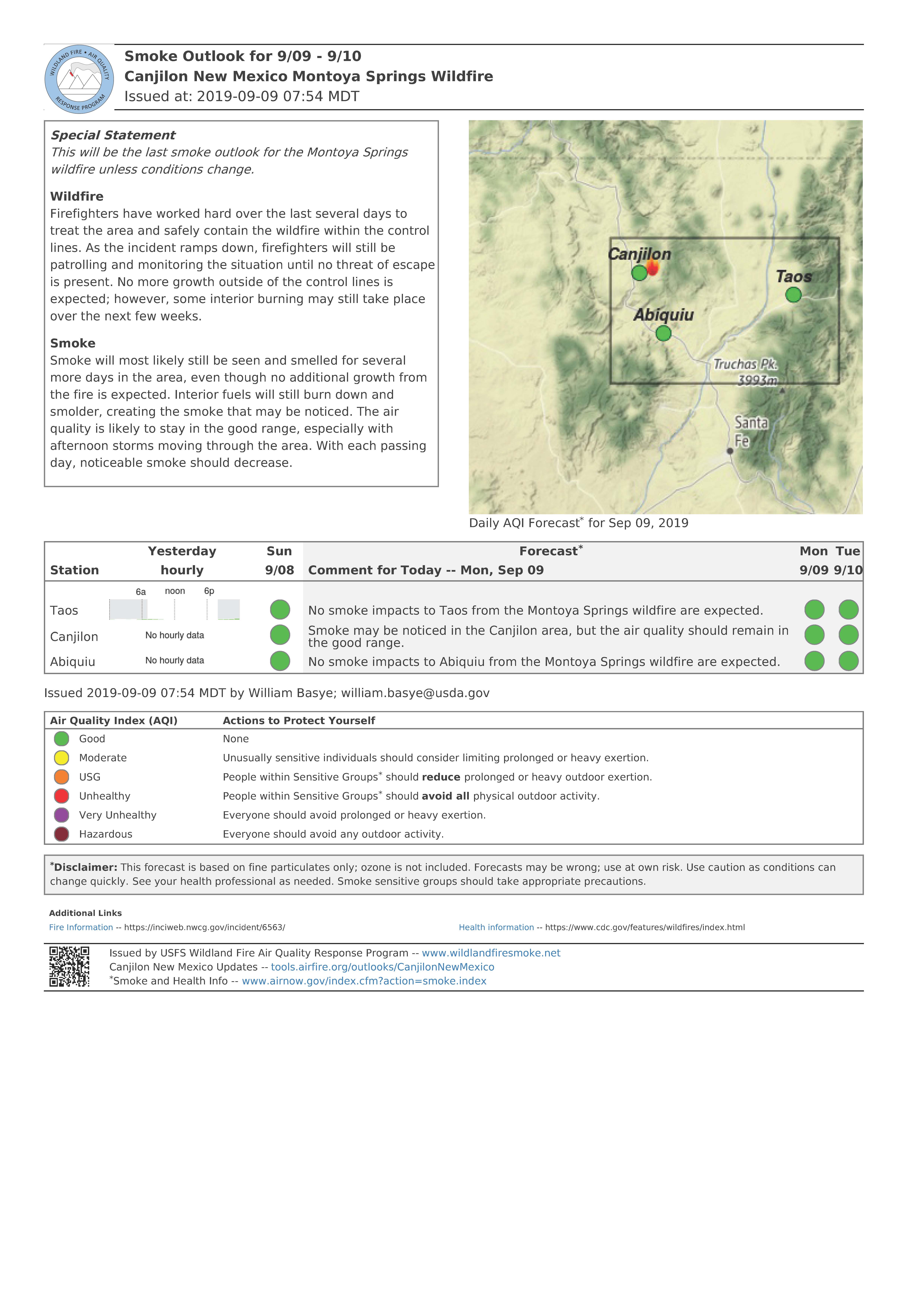 | Carson NF – 9/9/19 Montoya Springs Fire Final UpdateNM Fire Info
