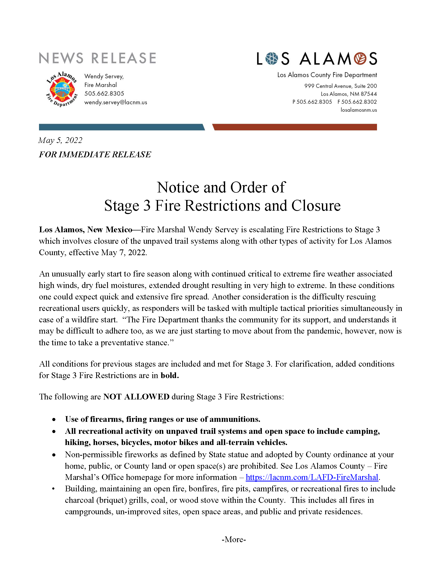 | Los Alamos County Implements Stage 3 Fire Restrictions and Trail ...