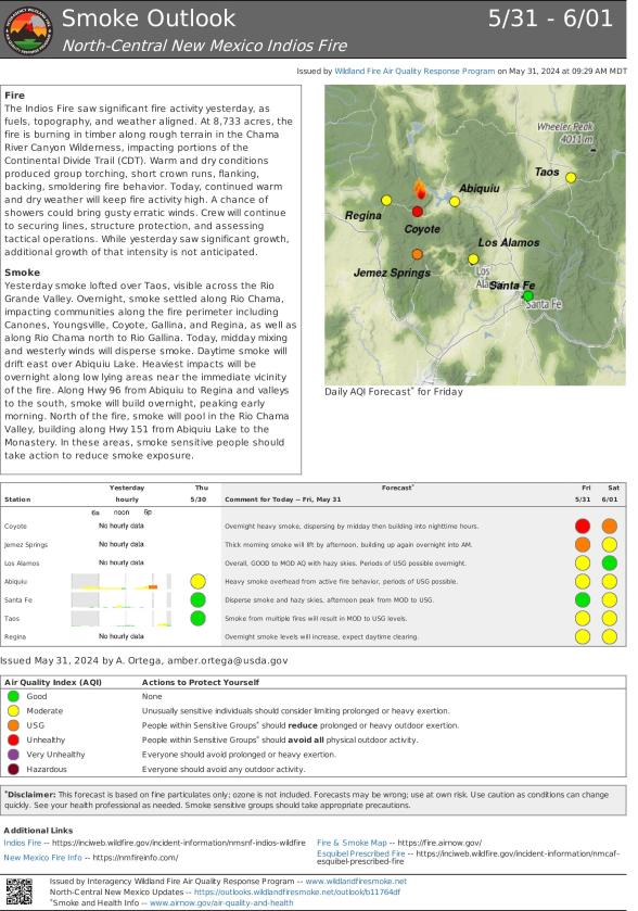 | Indios Fire Smoke Report 5-31-2024NM Fire Info