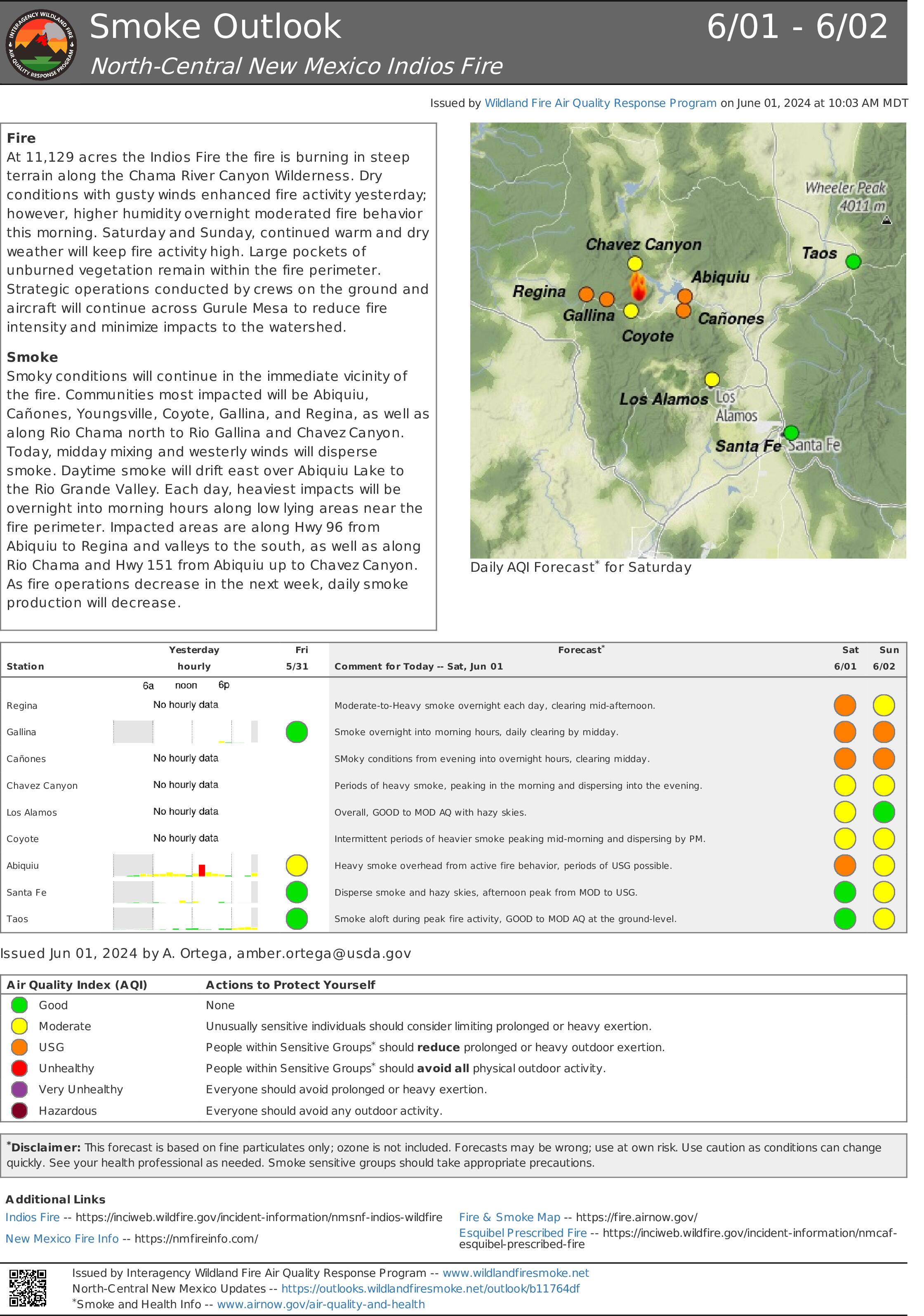 | Indios Fire Smoke Report 06/01/2024NM Fire Info