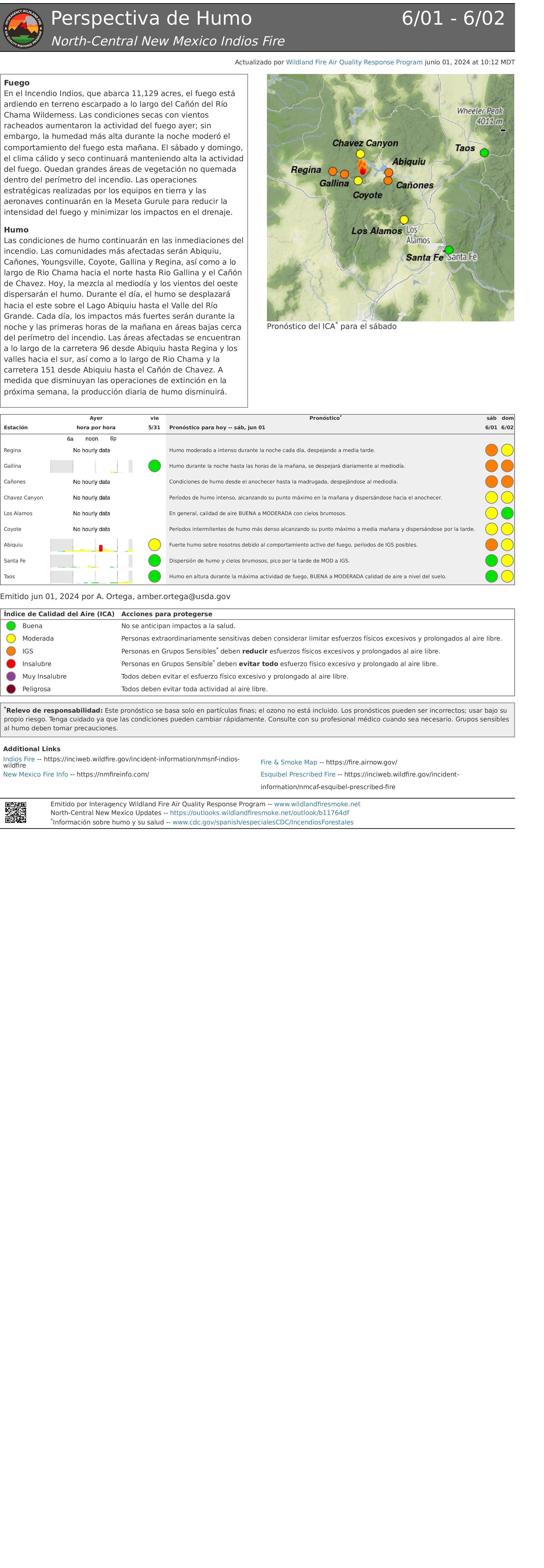 | Indios Fire Smoke Report 06/01/2024NM Fire Info