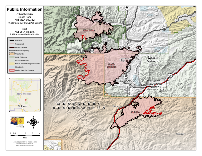 | South Fork and Salt Fire Update 7/2NM Fire Info