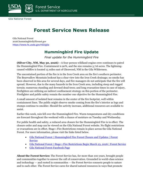 | Final update for the Hummingbird FireNM Fire Info